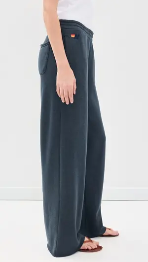 Aviator Nation Wide Leg Sweatpants With Rainbow Stripes - Charcoal