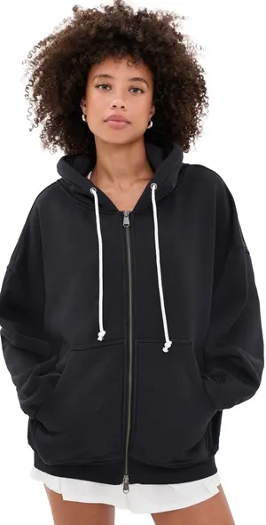 Free People Zip Up Hoodie - Black