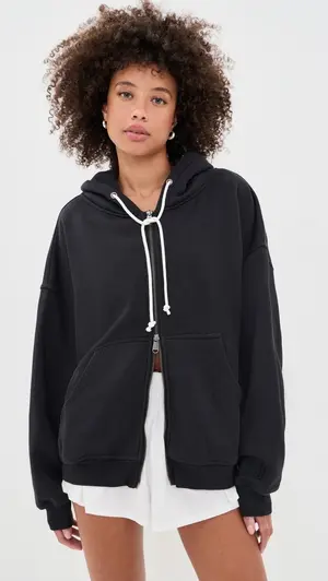 Free People Zip Up Hoodie - Black