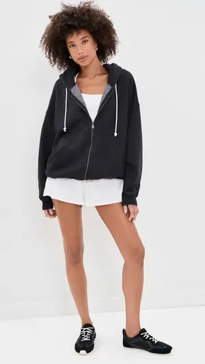 Free People Zip Up Hoodie - Black