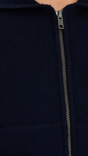 LISA YANG Cashmere Hooded Zip Cardigan - Navy