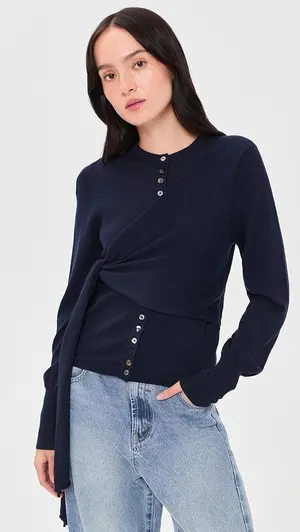 DAMSON MADDER Venna Wrap Cardigan - Navy