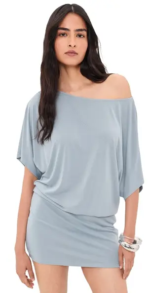 NIA Bruna Off-the-shoulder Dolman Sleeve Mini Dress - Slate