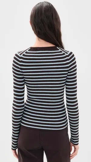 LA LIGNE Striped Fitted Crew Neck Sweater