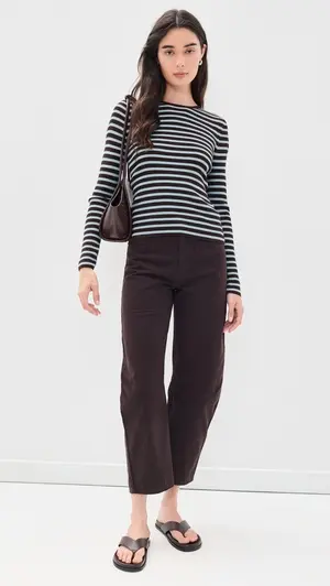 LA LIGNE Striped Fitted Crew Neck Sweater