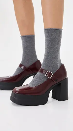 Free People Marais Chunky Mary Janes - Espresso Leather