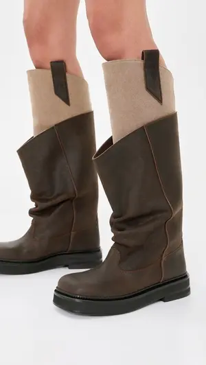 Attico Robin Passeggiata Leather Combat Boots - Taupe