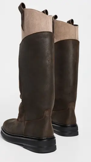 Attico Robin Passeggiata Leather Combat Boots - Taupe