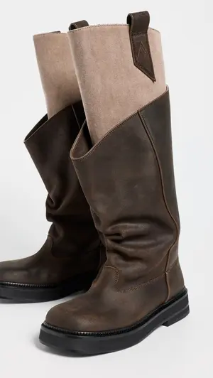 Attico Robin Passeggiata Leather Combat Boots - Taupe