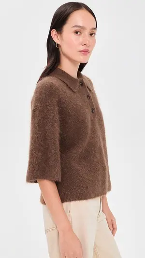 PISTOLA Nadya Alpaca Blend Boxy Polo Sweater