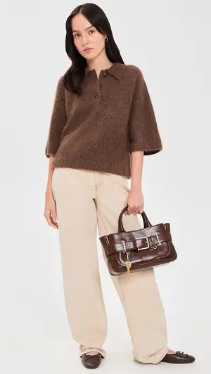 PISTOLA Nadya Alpaca Blend Boxy Polo Sweater