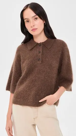PISTOLA Nadya Alpaca Blend Boxy Polo Sweater