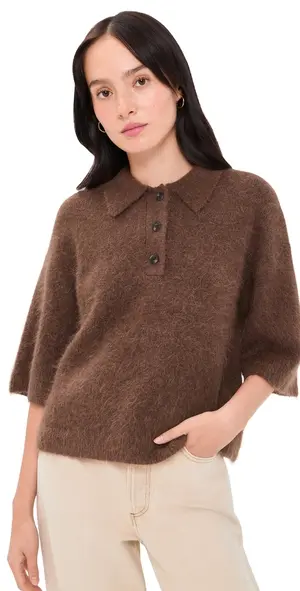 PISTOLA Nadya Alpaca Blend Boxy Polo Sweater - Roche