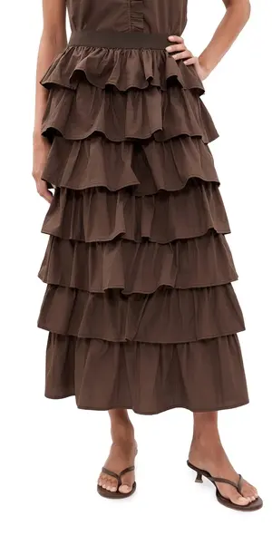 VRG GRL Thalia Midi Skirt - Chocolate