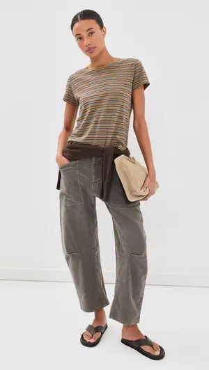 NILI LOTAN Shon Barrel Pants In Corduroy - Sage Grey