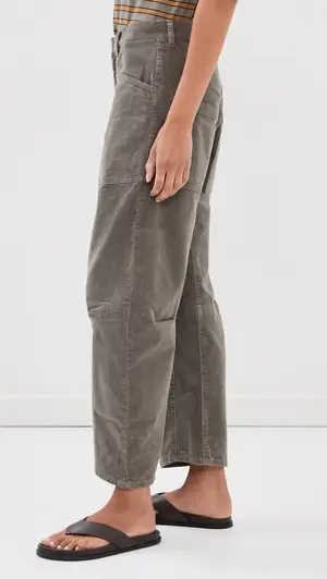 NILI LOTAN Shon Barrel Pants In Corduroy - Sage Grey