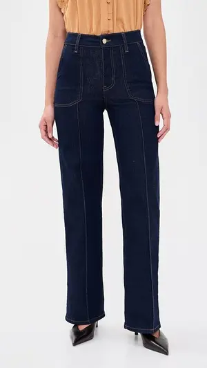 FRAME Le Slim Palazzo Pintuck Pocket Jeans - Rinse