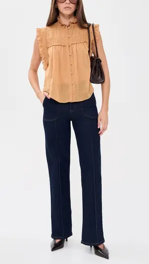 FRAME Le Slim Palazzo Pintuck Pocket Jeans