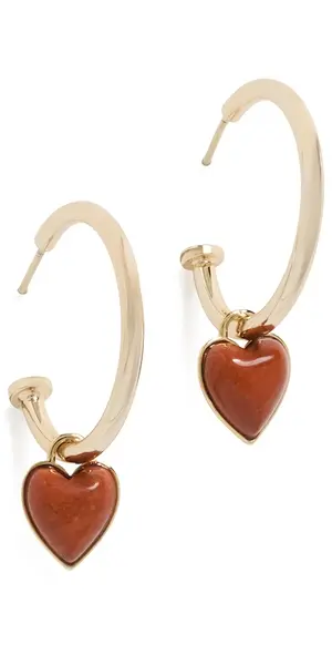 JENNIFER FISHER Puffy Heart Charm Huggie Hoop Earrings - Red Jasper