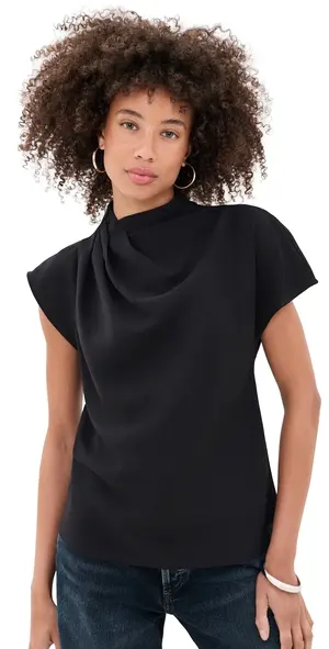 Staud Davina Draped Blouse - Black