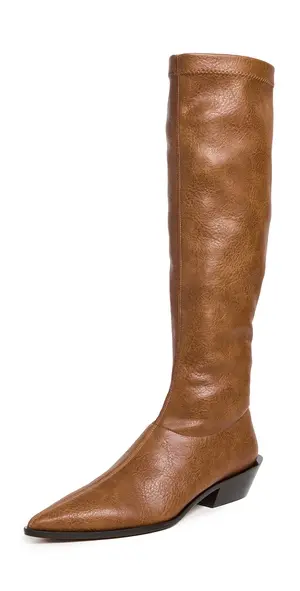 Tibi Bronson Faux Leather Boots - Cognac