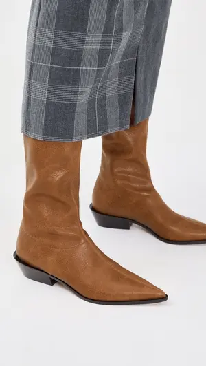 Tibi Bronson Faux Leather Tall Boots - Cognac