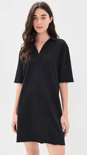 Frank & Eileen Emma Mini Henley Dress - Black