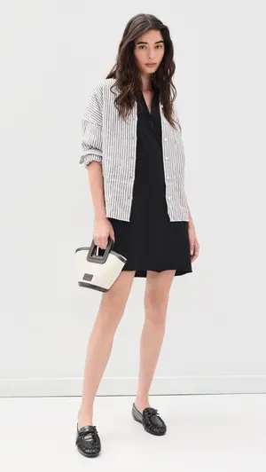Frank & Eileen Emma Mini Henley Dress - Black