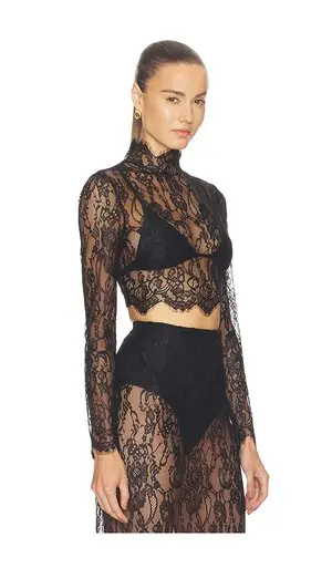 L'Agence Henriette Lace Cropped Top