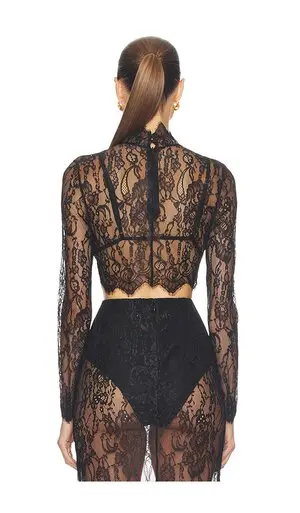 L'Agence Henriette Lace Cropped Top