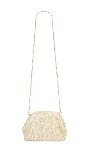 OLGA BERG Kaia Studded Woven Clutch In Neutral