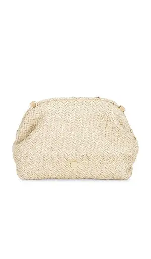 OLGA BERG Kaia Studded Woven Clutch In Neutral