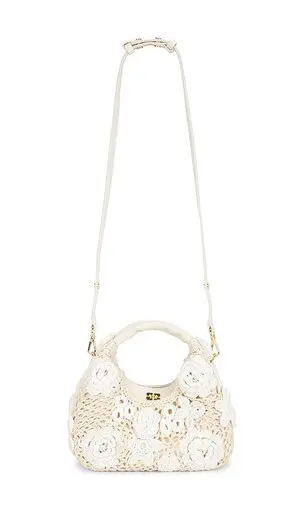 GANNI Hobo Mini Crochet Bag In White