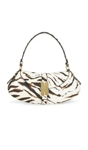 GANNI B-kat Zebra Bag In Ivory - Egret