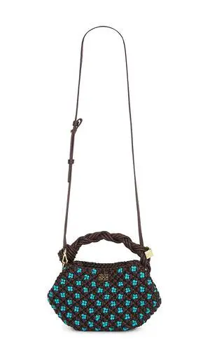 GANNI Bou Mini Braided Bag In Brown