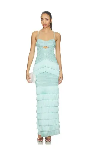 PatBO Clara Fringe Maxi Dress In Blue