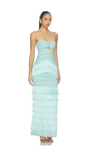 PatBO Clara Fringe Maxi Dress In Blue