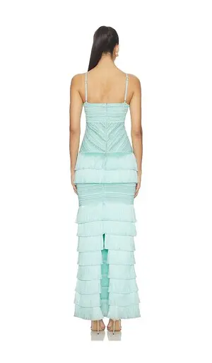 PatBO Clara Fringe Maxi Dress In Blue