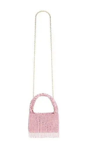8 Other Reasons Compact Sequin Bag With Cascading Frin In Pink