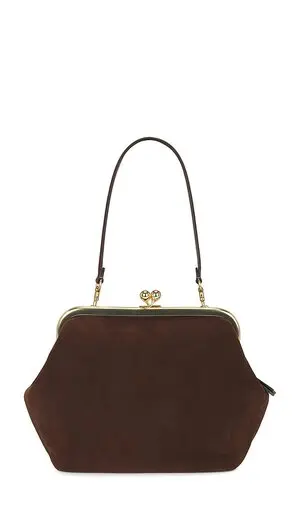 COACH Suede Kisslock Frame Bag 27 In Chocolate