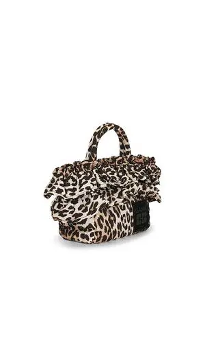 GANNI Mini Shopper Ruffle Print In Brown