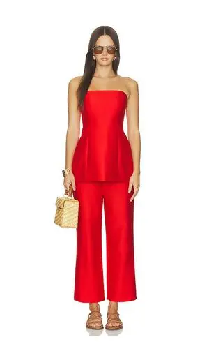 SRG Red Wool And Silk Blend Strapless Top