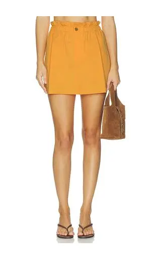 Vince Mid Rise Cotton Pull On Skort In Yellow