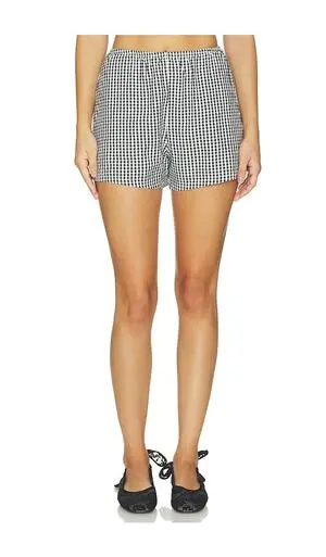 Donni. X Cotton Gingham Stripe Tap Shorts - Jet