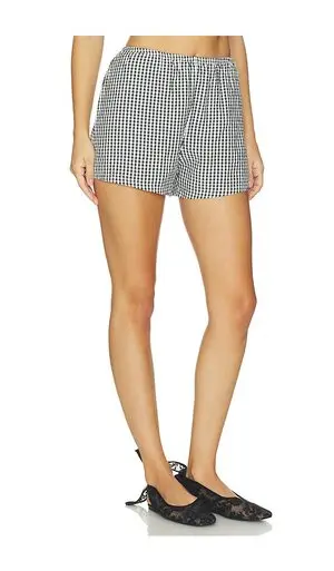Donni. X Cotton Gingham Stripe Tap Shorts - Jet