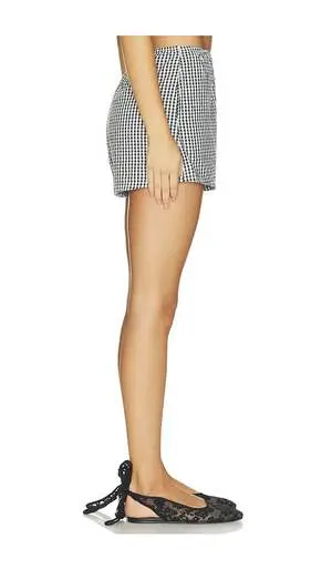 Donni. X Cotton Gingham Stripe Tap Shorts - Jet