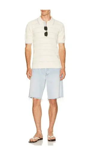 Scotch & Soda Structured Knitted Regular Fit Polo In Cream