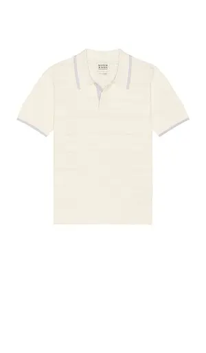 Scotch & Soda Structured Knitted Regular Fit Polo In Cream