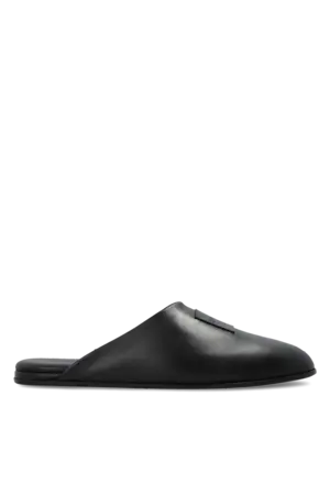 Givenchy Leather Slides With Logo - Black