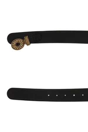 Etro Wide Leather Belt With Embellished Buckle